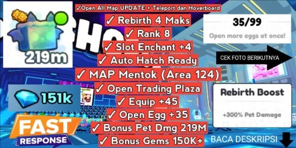 Beli Akun Akun PS99 - Open All Map - Equip +45 - Rank 8 Roblox Pet ...