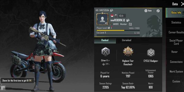 Beli Akun AKUN LEVEL 49 RANKED SILVER II ASIA M416 2 SKIN SKS SKIN ON ...
