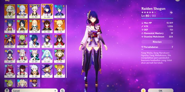 Beli Akun 6B5 Akun Raiden shogun SIGNATURE, nahida, xianyun, ayato, mona, jean + 4 WEAPON B5 + 1 ...