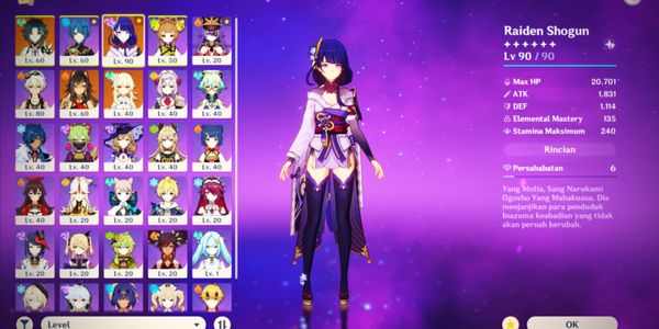 Beli Akun 3B5 Akun Raiden shogun SIGNATURE, xiao SIGNATURE, dehya + 5 ...