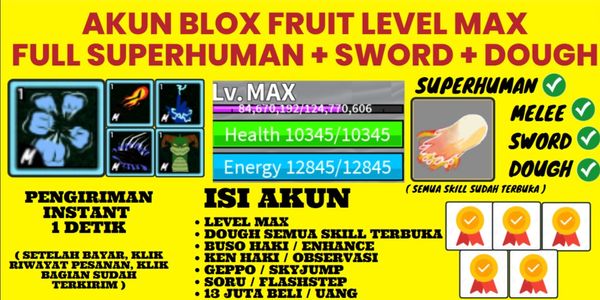 Buy Account Blox Fruit Account Level MAX Fruit Dough (All Skills Open ...