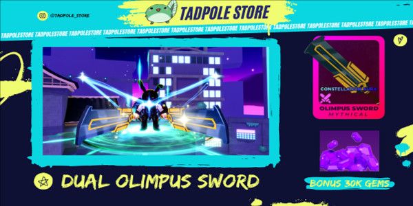 Buy Item Dual Olympus Sword + Aura - DeathBall | Bonus 30k Gems Roblox ...