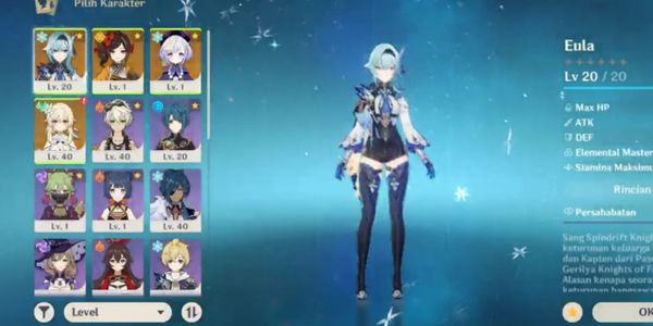 Beli Akun CHIORI + EULA + QIQI + AQUILA AVONIA + SKYWARD PRIDE, AR50, STORY FONTAINE, PITY 35 ...