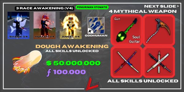 Beli Akun Akun 3 Race V4 (Shark V4, Human V4, Angel V4) [Full Awakening ...
