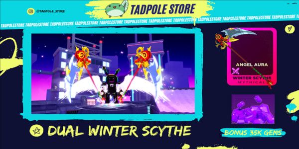 Buy Item Dual Winter Scythe + Angel Aura - DeathBall | Bonus 35k Gems ...