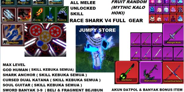 Beli Akun Akun Blox Fruit - Level MAX - Race SHARK V4 Full Gear ...