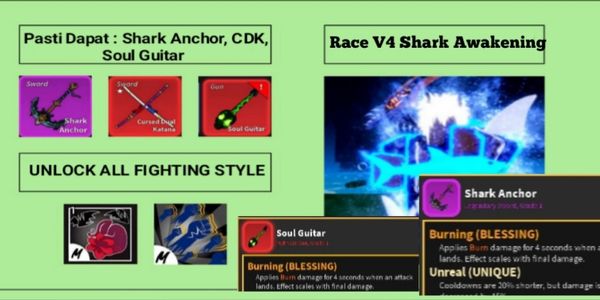 Buy Account Blox Fruit Race Shark V4 Account FULL GEAR, Sanguine Art ...