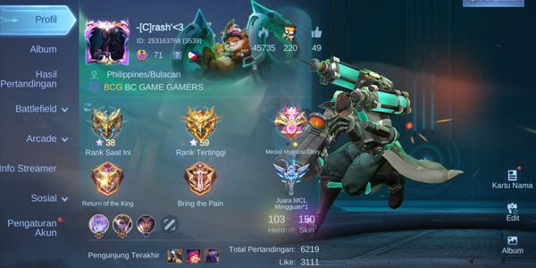 Buy Account SPECIAL PROMOTION Mobile Legends Account Hero103 Skin150 ...