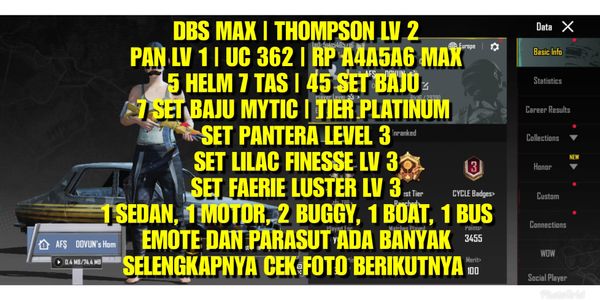 Beli Akun DBS MAX | THOMPSON LV 2 PAN LV 1 | UC 362 | RP A4A5A6 MAX 5 HELM 7 TAS | 45 SET BAJU 7 ...