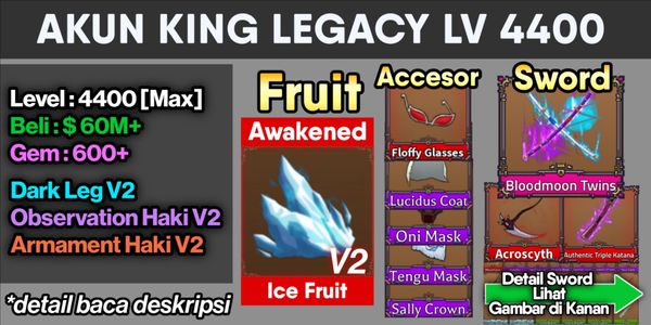 Buy Account Akun King Legacy (LEVEL MAX) - Awakened Ice Fruit (V2) King ...