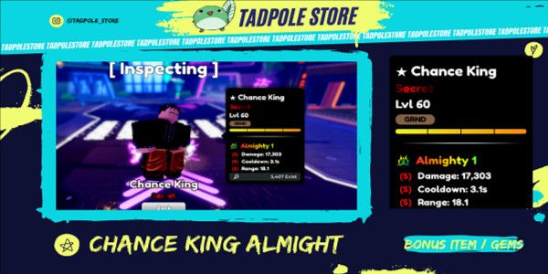 Beli Unit Chance King (Hakari) Almight I - Anime Defenders | Bonus 5000 ...