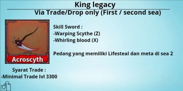 Beli Sword Acroscythe (King legacy) King Legacy Roblox Terlengkap dan ...