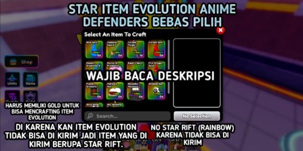 Buy Item Star Item Evolution Units Anime Defenders Free to Choose (Can ...