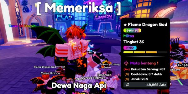 Beli Unit Shiny Flame Dragon God (Evolve) Anime Defenders Roblox ...