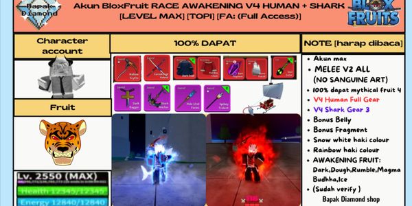 Beli Akun Akun Bloxfruit Roblox V4 Full Gear Race HUMAN dan V4 Gear 3 ...