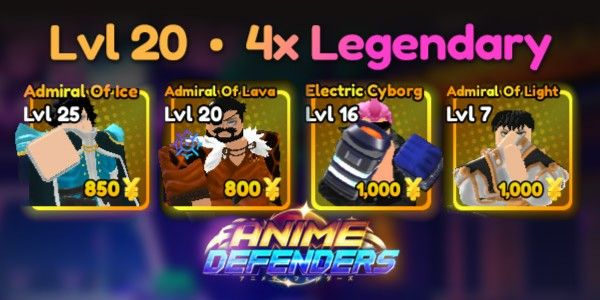 Buy Account Starter Account Lv20 (4x LEGENDARY units) Anime Defenders ...