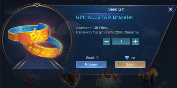 Buy Gift Item Gift: ALLSTAR Bracelet Mobile Legends 2832901 | itemku