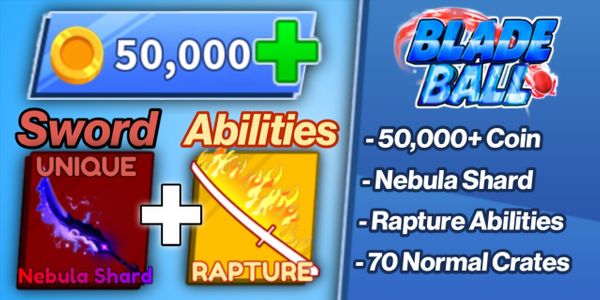 Buy Account Blade Ball Account 50,000 Coins (1 Unique + Rapture) Blade ...