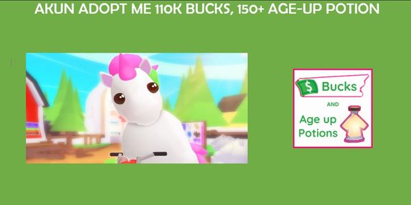 Buy Account Akun Roblox Adopt Me 110k Bucks dan 150+ Age Up Potion ...