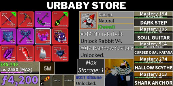 Beli Akun Akun DARK STEP V4 Rabbit / Perm Fruit Rocket / CDK, Hallow Scythe, Shark Anchor, Soul ...