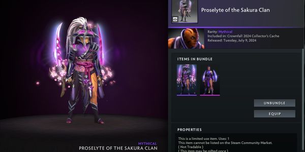 Buy Item Gift Proselyte Of The Sakura Clan (Anti Mage Set) Collector Cache 2024 Crownfall Dota 2 ...