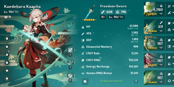 Beli Akun A1 [ASIA] WELL BUILD. KAZUHA + SIGNATURE 999 em, NEUVILLETTE ...