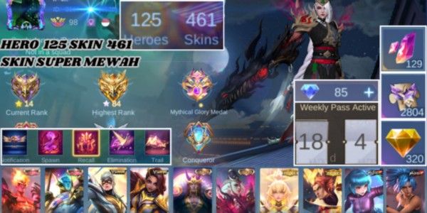 Buy Account HERO 125 SKIN 461 SKIN MEWAH Mobile Legends 2881171 | itemku