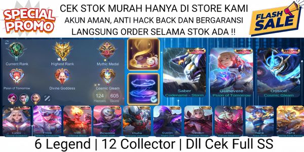 Buy Account AKUN MLBB SKIN 605 | 6 LEGEND | 12 COLLECTOR | FULL ...