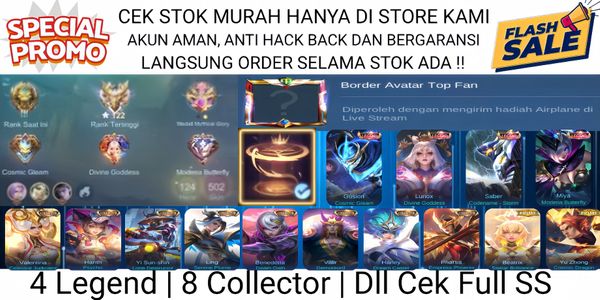Buy Account AKUN MLBB SKIN 502 | BORDER AIRPLANE | 4 LEGEND | 8 ...