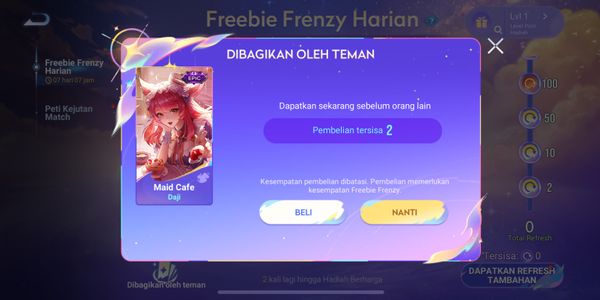 Buy Skin Skin Epic Freebies Daji (Maid Cafe) Honor Of Kings 2894898 ...