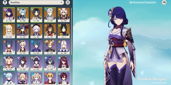 Beli Akun [9 B5] [ 5 Limit ] [ Raiden Shogun C1, Eula, Neuvillette, Xiao, Itto ] [ Well Build ...