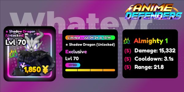 Buy Unit Almighty S/S/S Shadow Dragon (Unlocked) Anime Defenders Roblox ...
