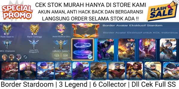Buy Account AKUN MLBB SKIN 336 | BORDER STARDOM | 3 LEGEND & 6 ...
