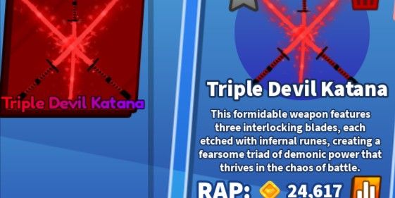 Buy Limited Swords Triple Devil Katana UNIQUE Blade Ball Roblox 2924680 | itemku