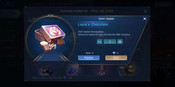 Buy Gift Item Layla's Chocolate Mobile Legends 2933086 | itemku