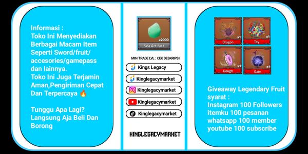 Beli Material x2000 sea artifact - king legacy King Legacy Roblox ...