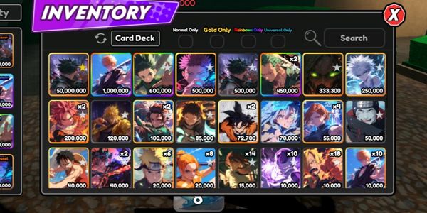 Beli Akun Akun Anime Card Battle | 50M Card Roblox Terlengkap dan ...