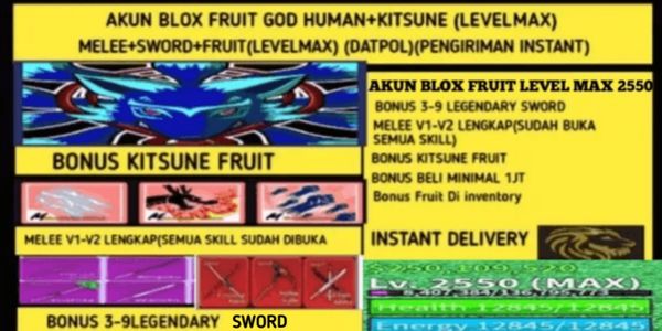 Beli Akun Akun Blox Fruit KITSUNE (DATPOL) (LEVELMAX) Blox Fruits Roblox Terlengkap dan Termurah ...