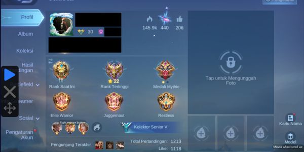 Beli Akun (311)Akun Mlbb Recall Tas Tas Api Emblem Gg, Epic Gs, Ling ...