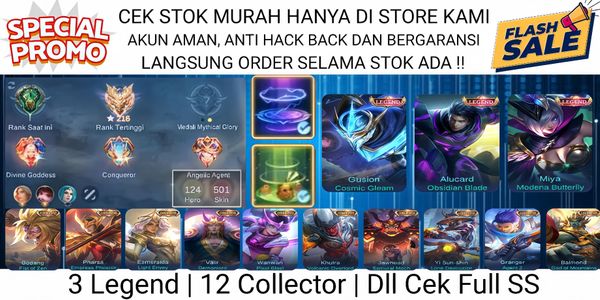Beli Akun AKUN ML 3 LEGEND | 12 COLLECTOR | DAWNING LANCELOT & CHOU ...