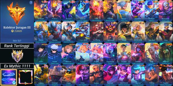 Buy Account AKUN MLBB SKIN 517 | BORDER AIRPLANE | 5 LEGEND | 13 ...