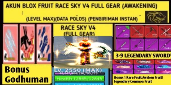 Buy Account Blox Fruit Race Sky V4 T10 Full Gear (Awakening) (LEVELMAX ...