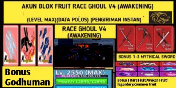 Buy Account Blox Fruit Race Ghoul V4 T1 Account (AWAKENING) (MAX LEVEL) (DATPOLOS) (BONUS) Blox ...