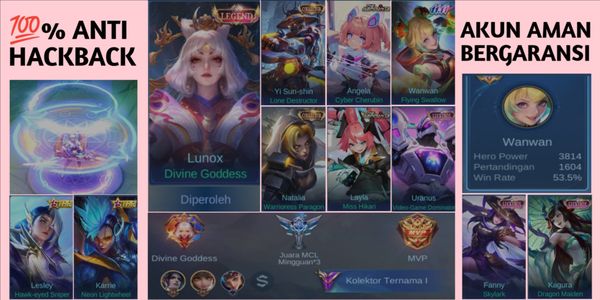 Buy Account SKIN OTW 300!! AKUN SULTAN BERSKIN LEGEND LUNOX, 11.11 WANWAN, 2 ASPIRANT, 2 ...