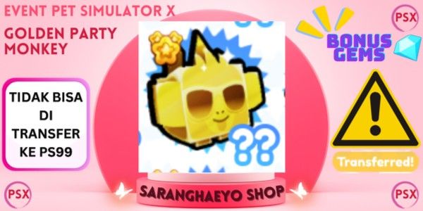 Buy Pet Exclusive GOLDEN PARTY MONKEY - EVENT PET PSX Pet Simulator X ...