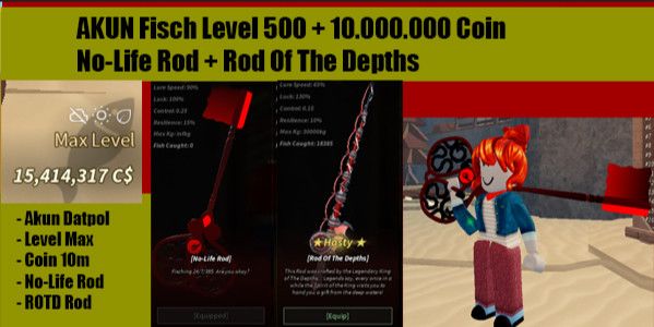 Buy Account Fisch Account Level 500 Max + No-Life Rod + Rod Of The ...