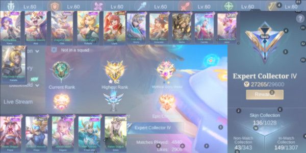 Buy Account (35) MLBB Account Max Emblem, Skin Collector Nata, Skin ...