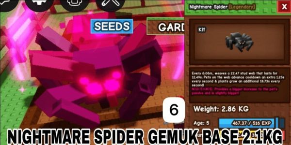 Beli Pets NIGHTMARE SPIDER / NM SPIDER GROW A GARDEN Grow A Garden ...
