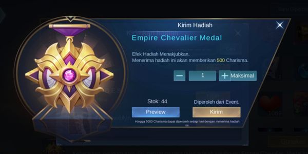 Buy Gift Item empire medal Mobile Legends 3219905 | itemku