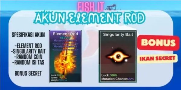 Beli Akun AKUN ELEMENT ROD + GHOSTFIN ROD BANYAK BONUS Fish It ...